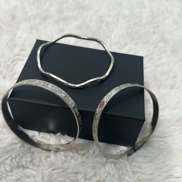.925 | Jewelry | Set Of 3 925 Vintage Mexico Sterling Silver Bangle ...